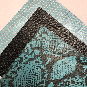 LEATHER TURQUOISE SET, Agua Black Python Print, Pearlized Blue ...