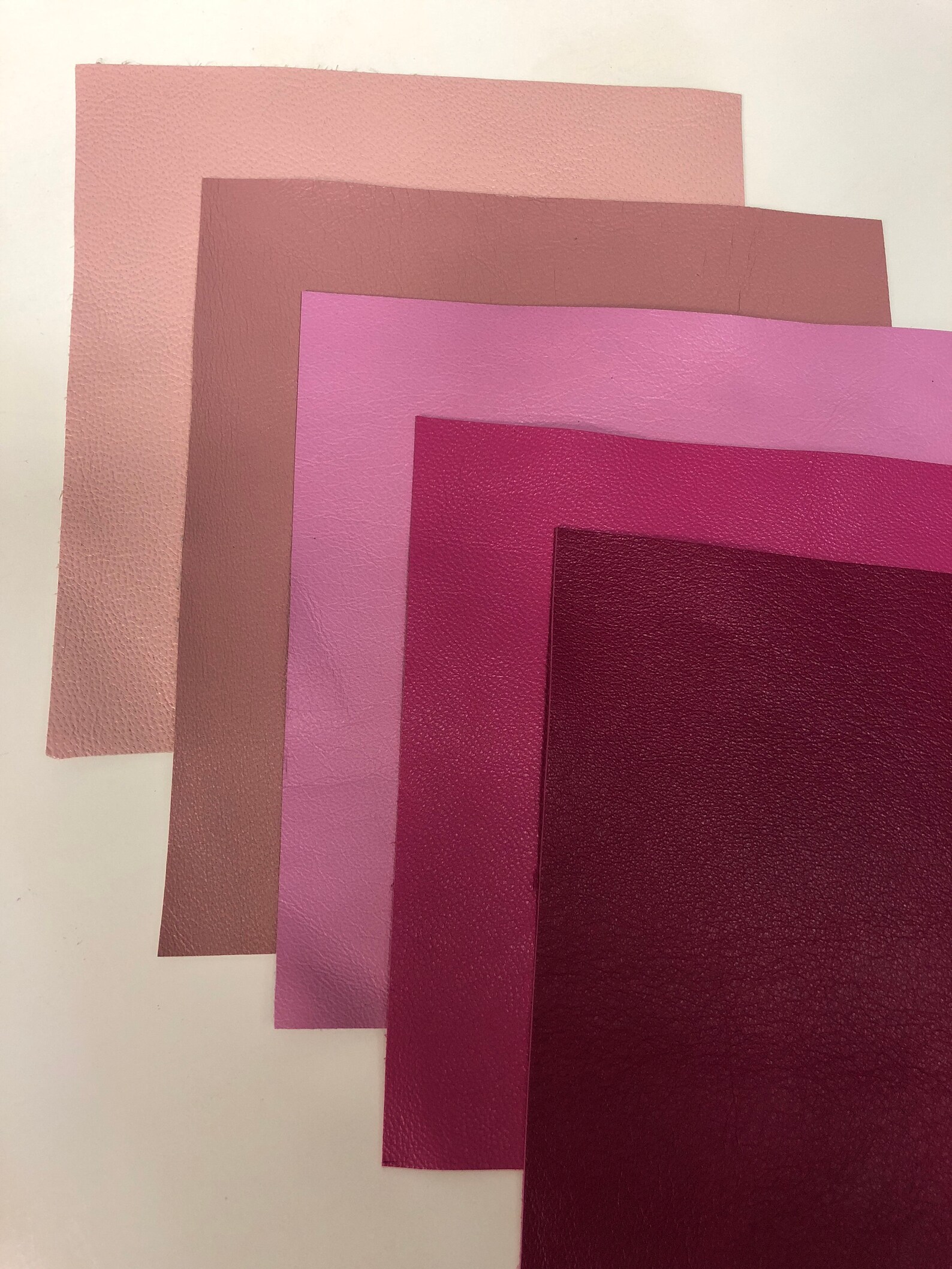 PINK Shades LEATHER Sheetset of 5 Size 6x6 Light Pink | Etsy