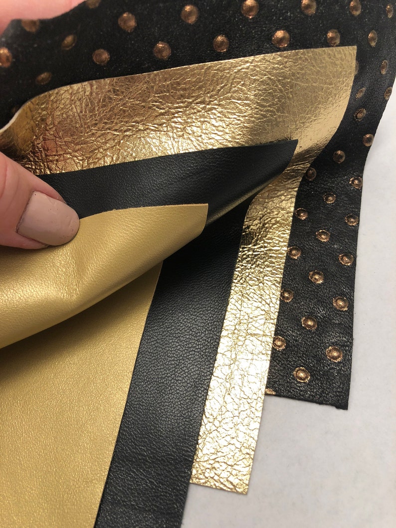 GOLDEN SET Genuine Leather Sheets in Bright Metallic Gold, Matte ...
