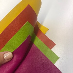 LEATHER Bright Colors 10"x10" Bright Pink, Bright Green, Orange, Yellow ...