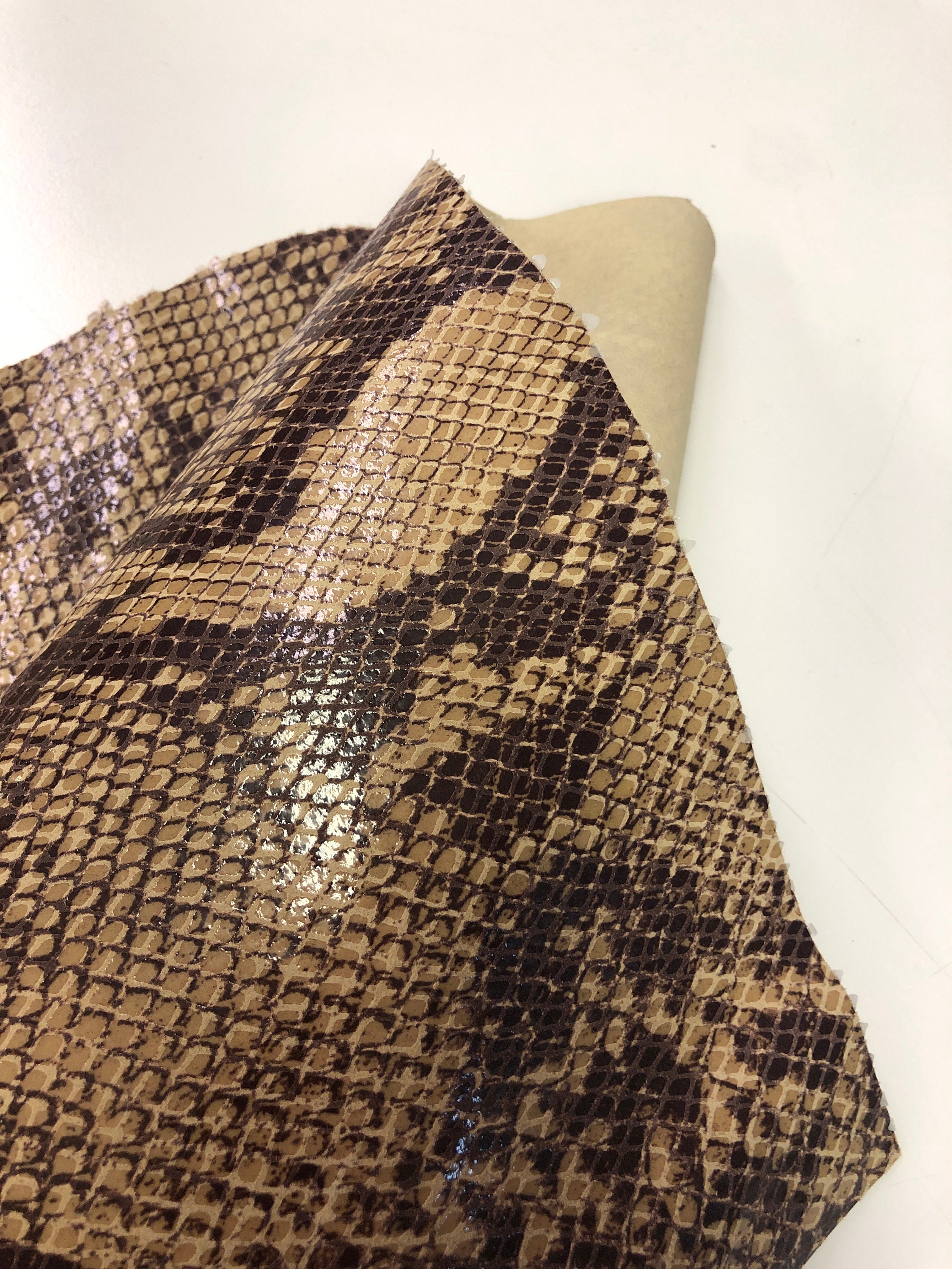 PYTHON LEATHER SKINS Print/Natural Tan Brown Python Snakeskin | Etsy
