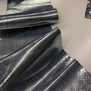 PYTHON GENUINE SKIN Silver Wash on Blue Color Natural Python Skin ...
