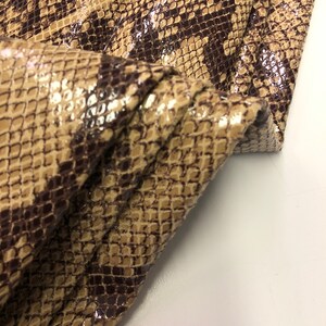 PYTHON LEATHER SKINS Print/natural Tan Brown Python Snakeskin Printed ...