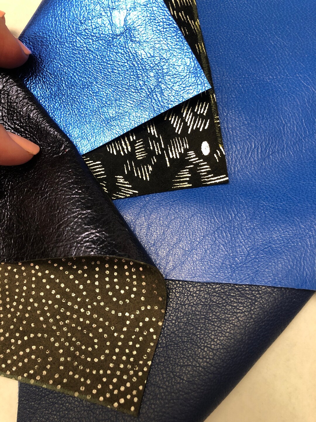 LEATHER BLUE GENUINE Leather Set/4 Crafting Sheets/royal Blue Leather ...