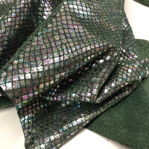 LEATHER 8"x10" SHINY METALLIC Mermaid Glittering Metallic Leather ...