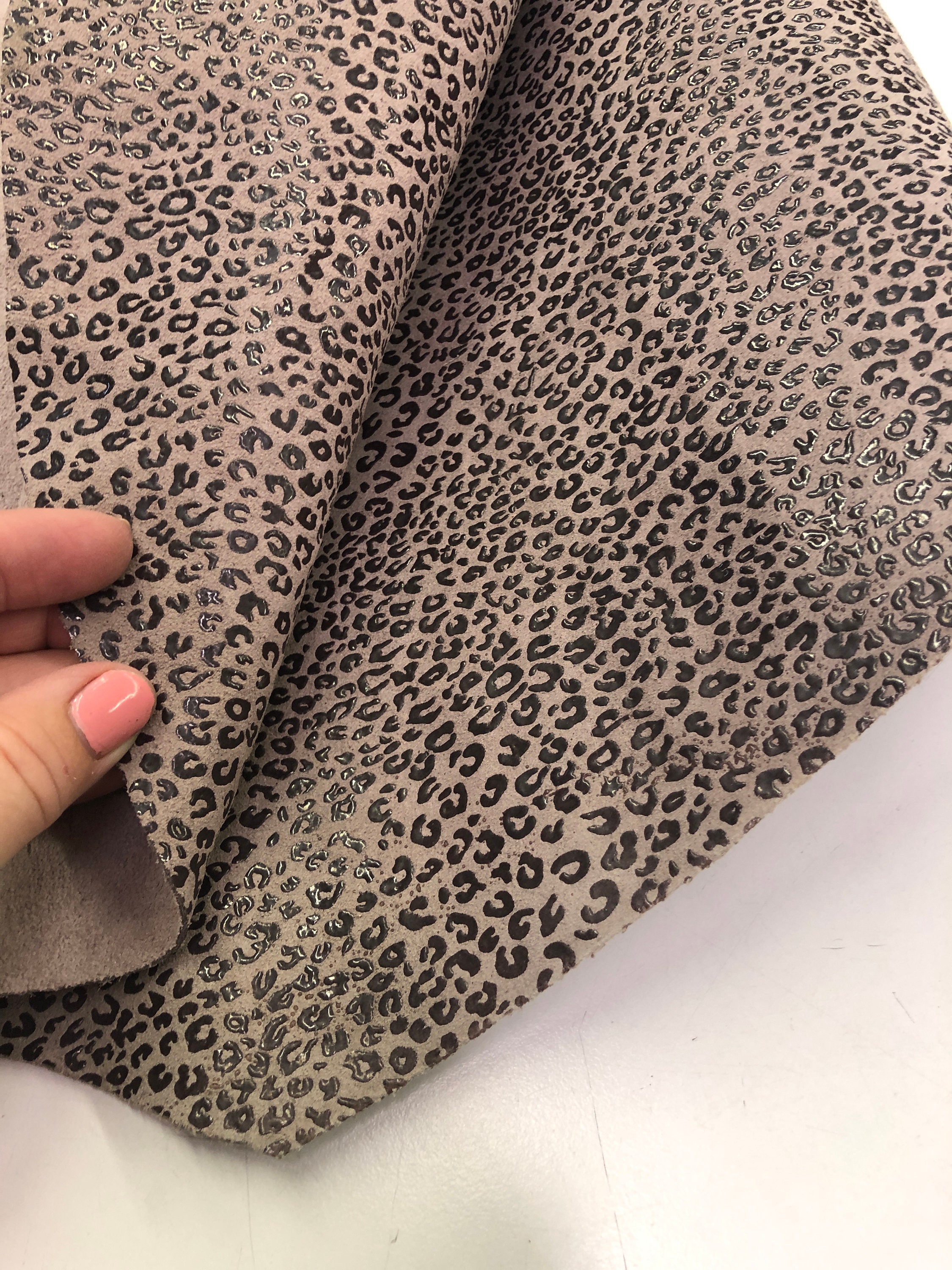 LEATHER 10"x10" Leopard Genuine Calfskin Suede/baby LEOPARD Print ...
