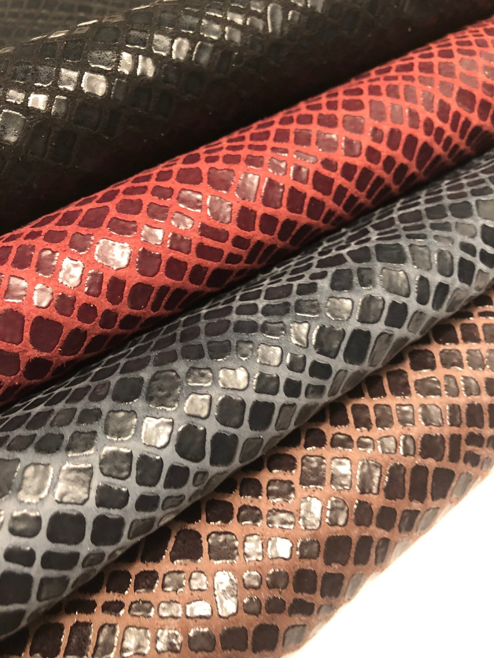 LEATHER Best Croco Print Genuine Leather Hide in Colors of | Etsy