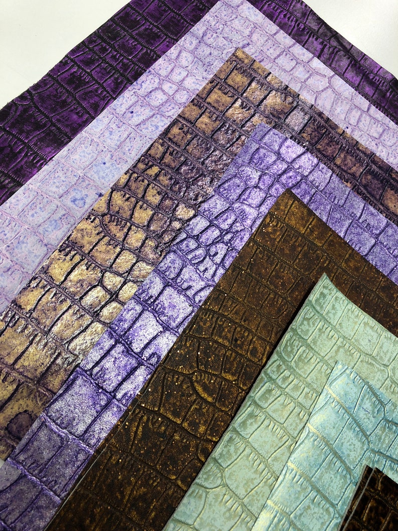 EXOTIC ALLIGATOR EMBOSSED Crafting Leather Sheets in 8 Different Colors ...