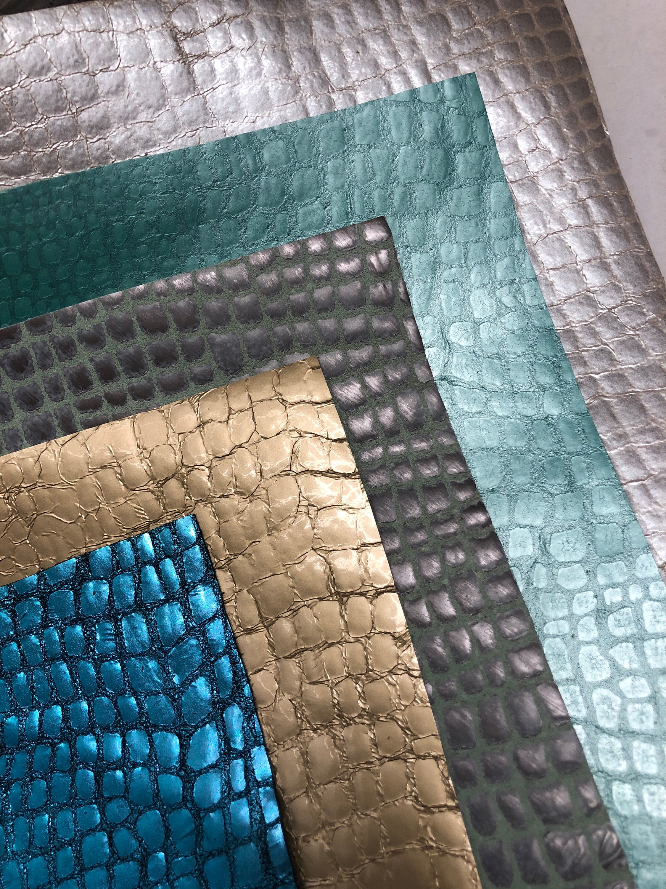 PEARL METALLIC CROCO Print Choose Your Color Turquoise Pale | Etsy