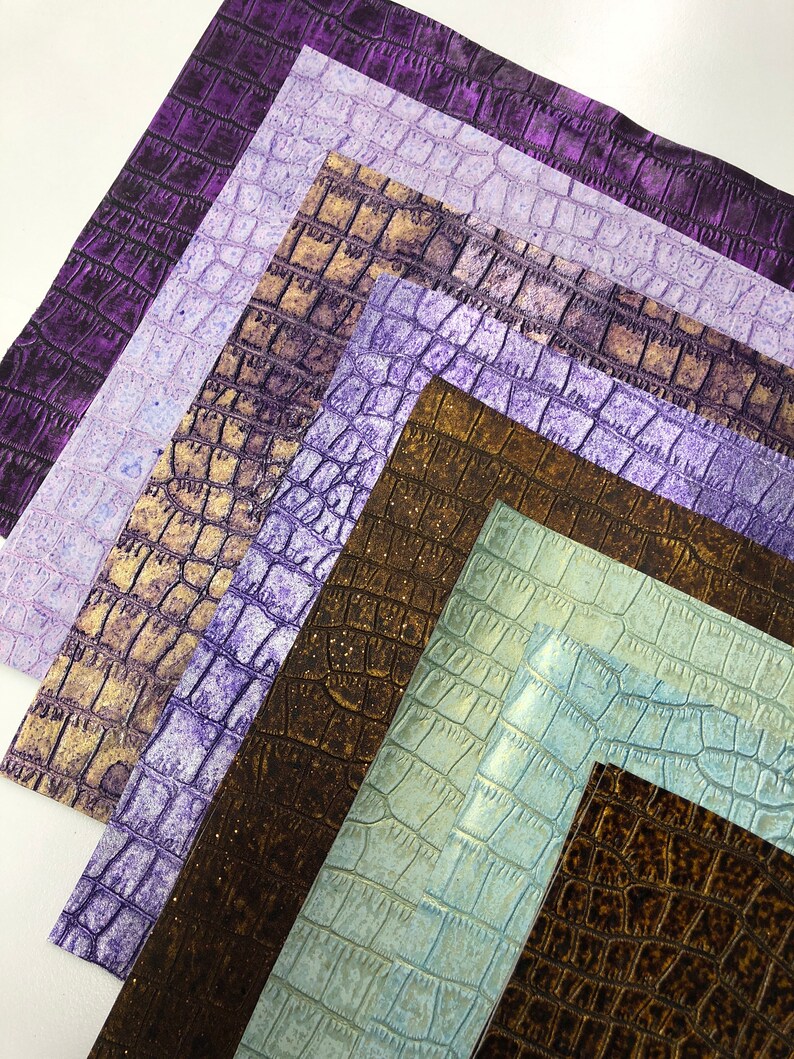 EXOTIC ALLIGATOR EMBOSSED Crafting Leather Sheets in 8 | Etsy