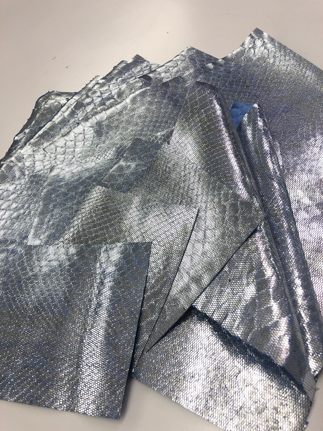 PYTHON GENUINE SKIN Silver Wash on Blue Color Natural Python Skin ...