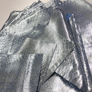 PYTHON GENUINE SKIN Silver Wash on Blue Color Natural Python Skin ...