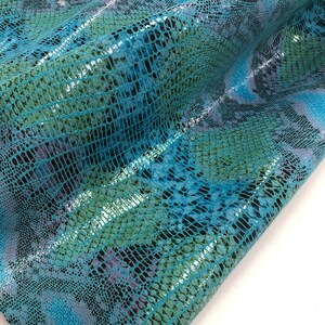 LEATHER PYTHON Print/turquoise Pink Green CALFSKIN Suede/genuine ...