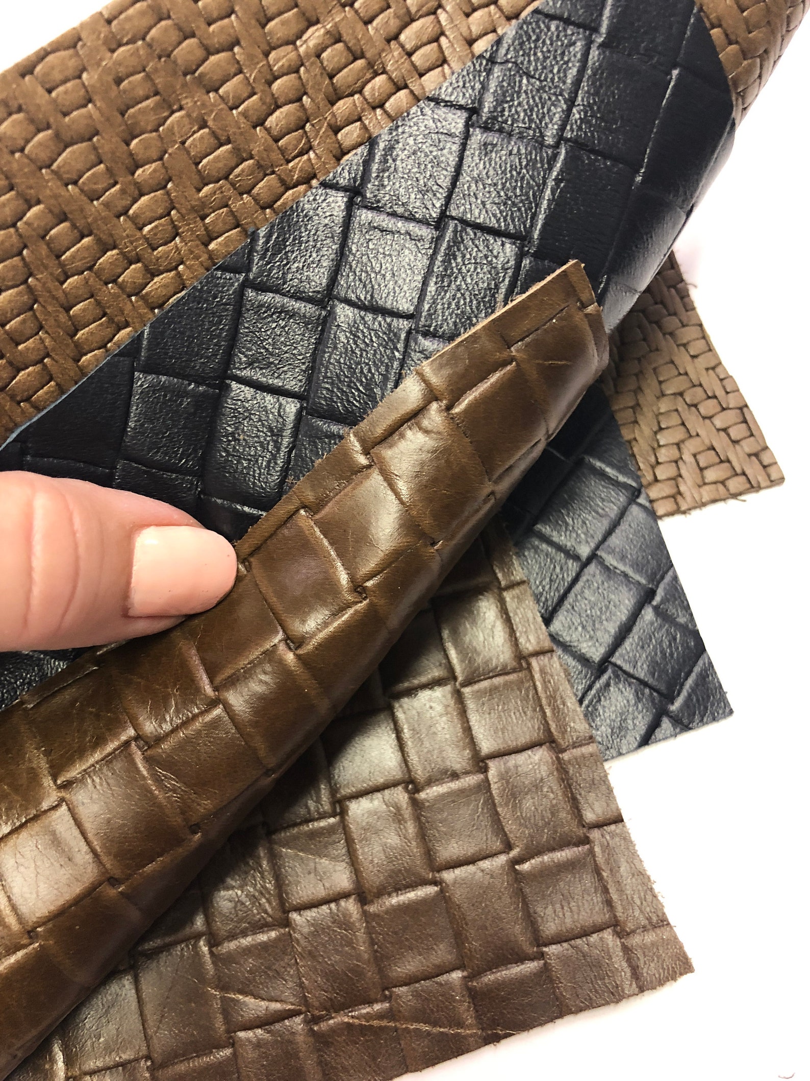 LEATHER BASKETWEAVE Large Pattern, Zig Zag, Braided Basketweave ...