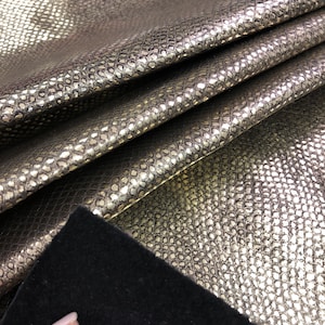 GOLD METALLIC SNAKE Leather/printed Very Shiny With Black Suede Back ...