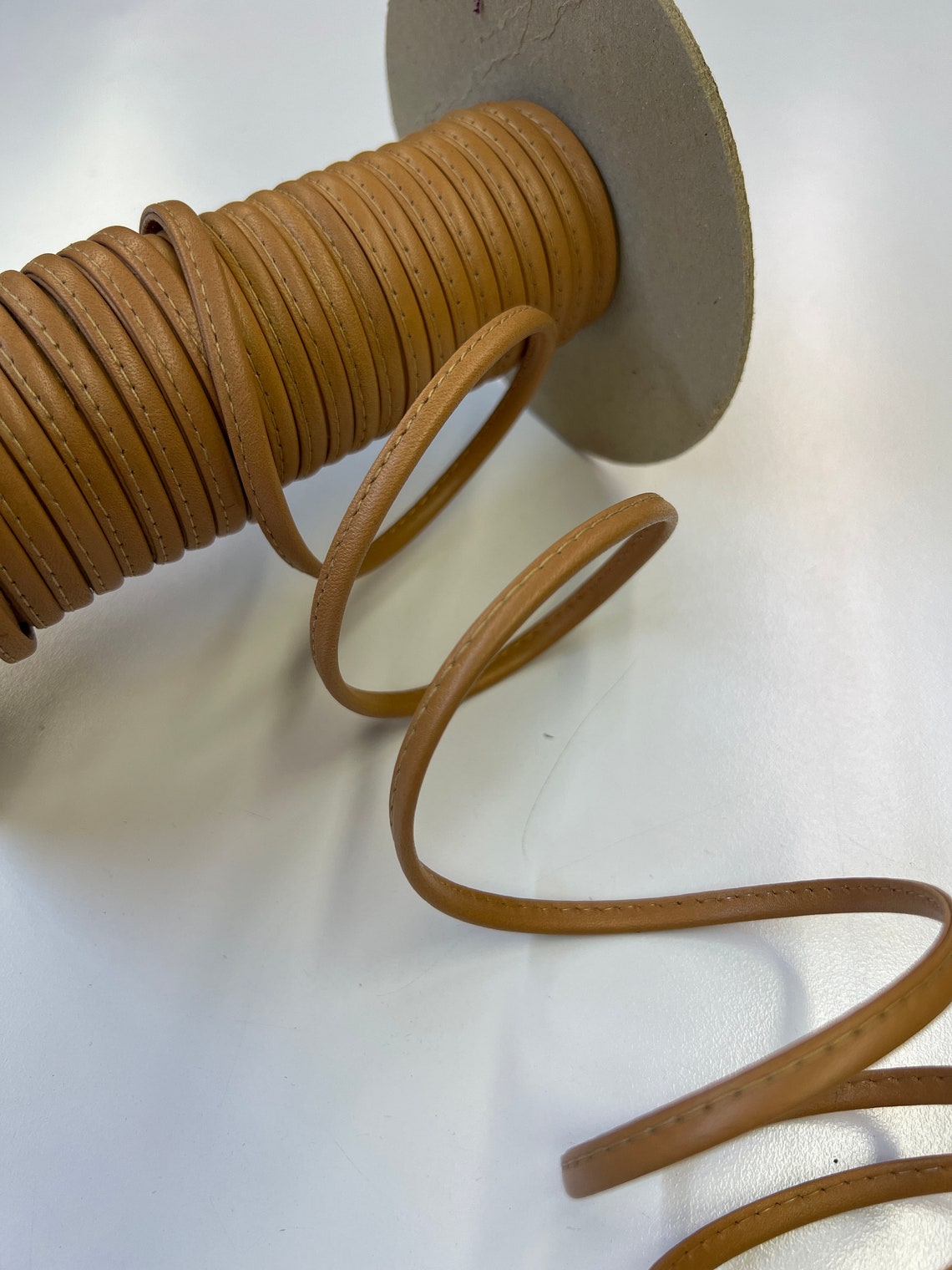 1/4" LEATHER STITCHED LEATHER Drawstring Leather Lace, Leather Straps ...