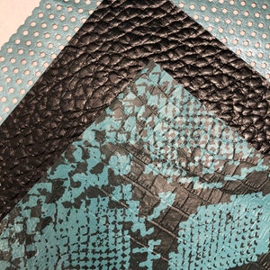 LEATHER TURQUOISE SET, Agua Black Python Print, Pearlized Blue ...