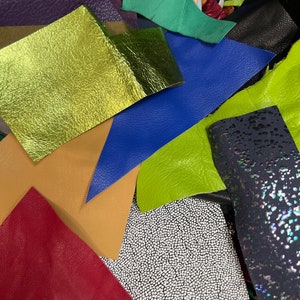 LEATHER SCRAPS, Leather Remnants, an Assortment of Patterns and Plain ...