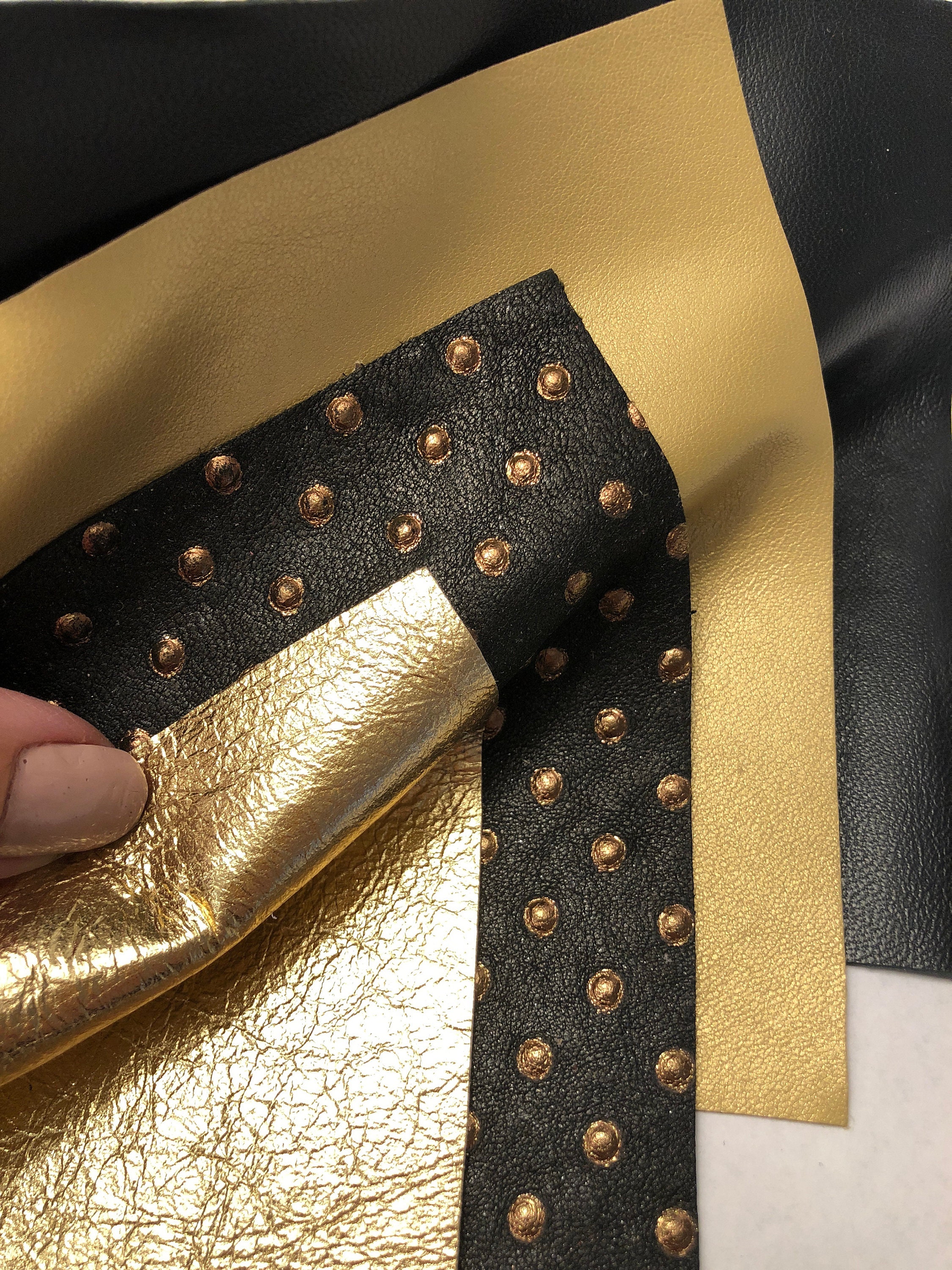 GOLDEN SET Genuine Leather Sheets in Bright Metallic Gold, Matte ...