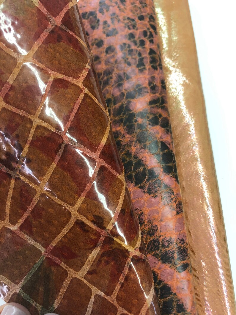 LEATHER Metallic COPPER 6"x5.5" Set of 3 Shimmer Copper Suede,copper ...