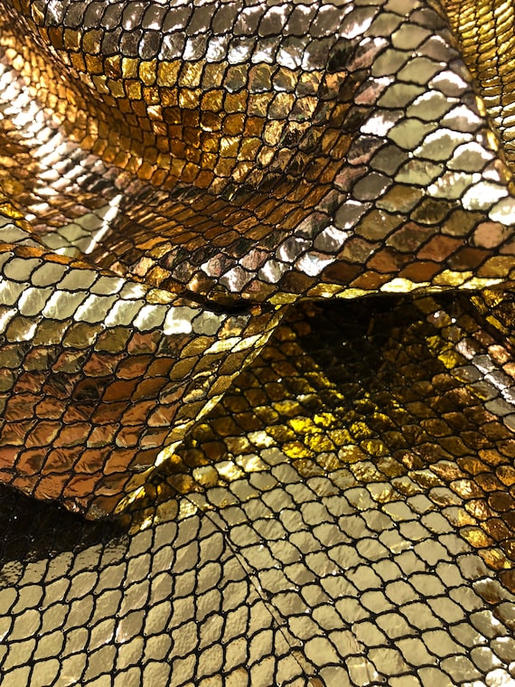 LEATHER GOLD Metallic SNAKE Scale Snakeskin/genuine | Etsy