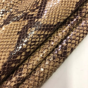 PYTHON LEATHER SKINS Print/natural Tan Brown Python Snakeskin Printed ...