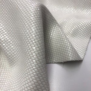 WHITE Snake 8"x10" LEATHER Scale/leather Bright Shiny Patent Look Hide ...