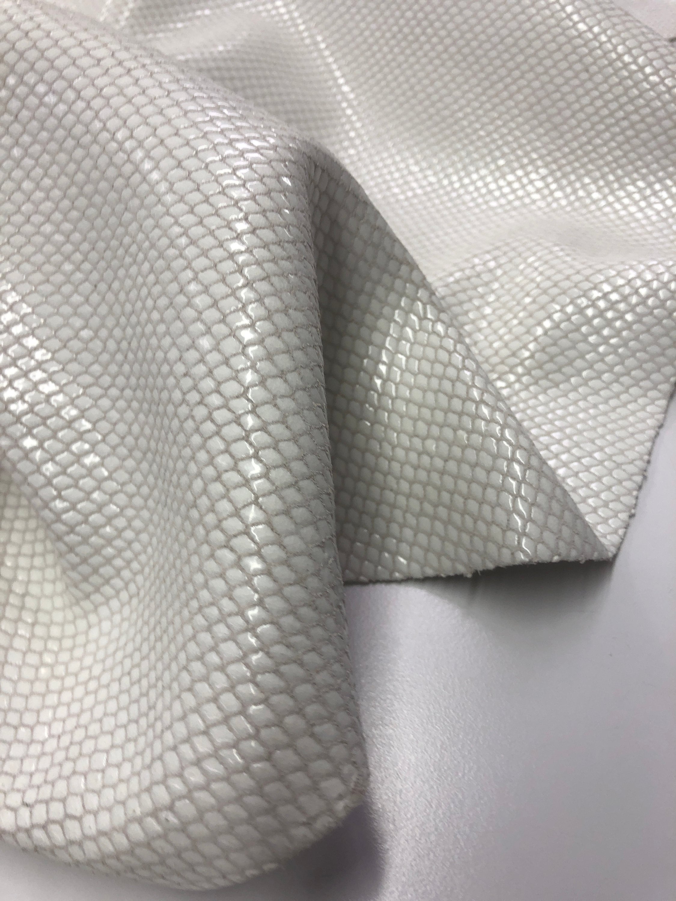 LEATHER WHITE Snake Scale/leather Bright Shiny Patent Look Hide/choose ...