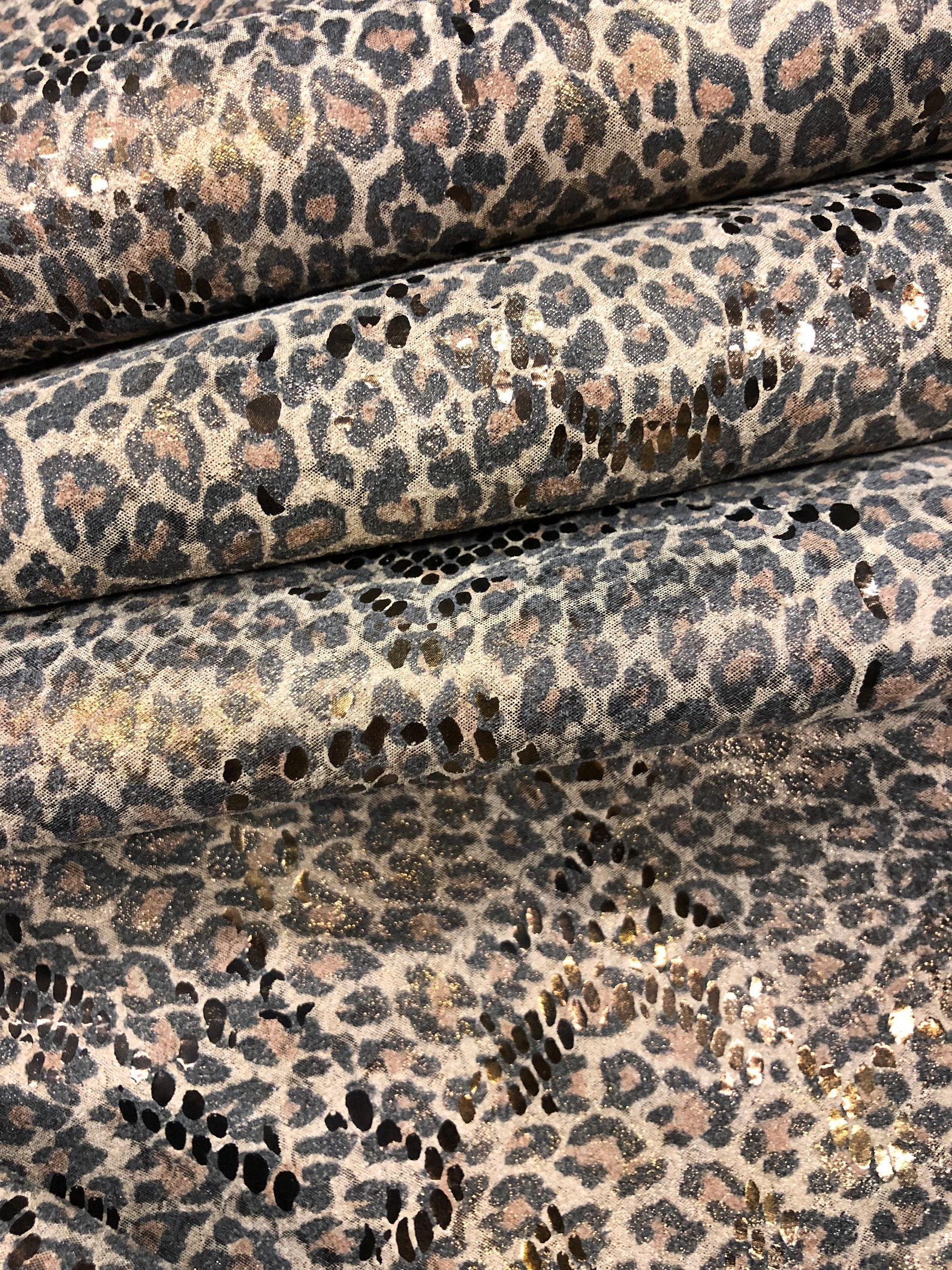 LEATHER Leopard Print With Gold in It LEATHER Hide Leather | Etsy