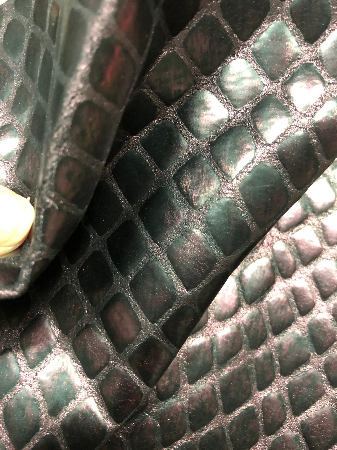 METALLIC WINE COLOR Large Fish Scale Leather, Lightweight, Soft Garment ...