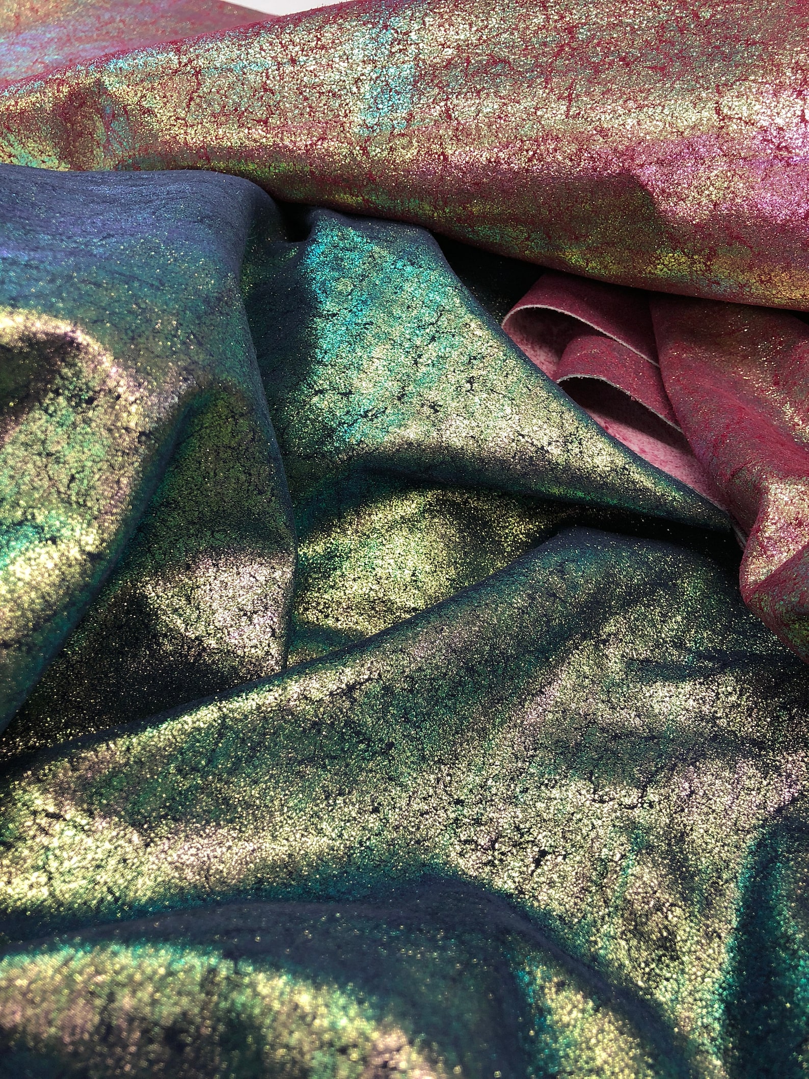 LEATHER 8x10 VINTAGE Look Shimmering Metallic | Etsy