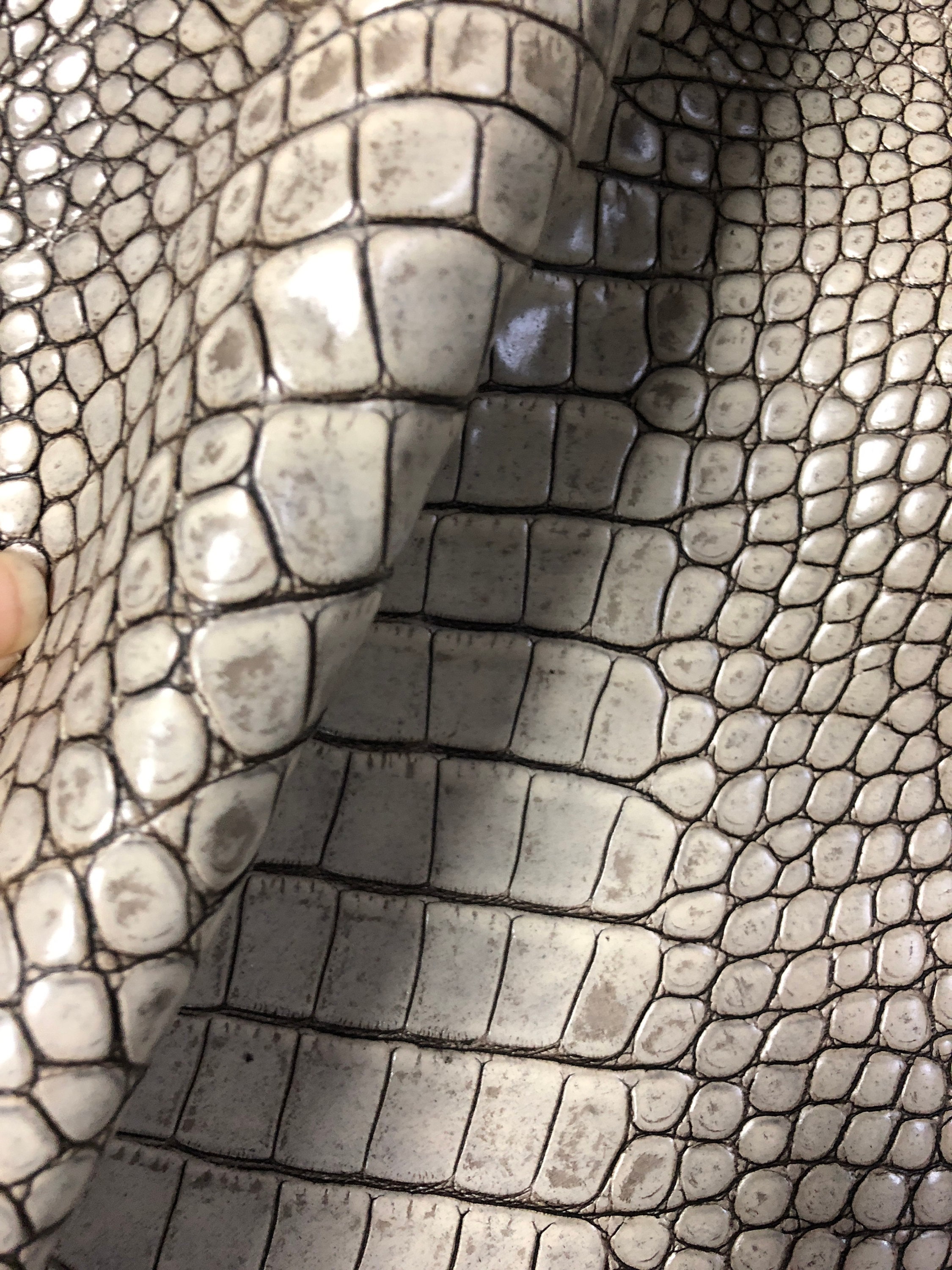 LEATHER GENUINE Leather Crocodile Alligator Embossed - Etsy