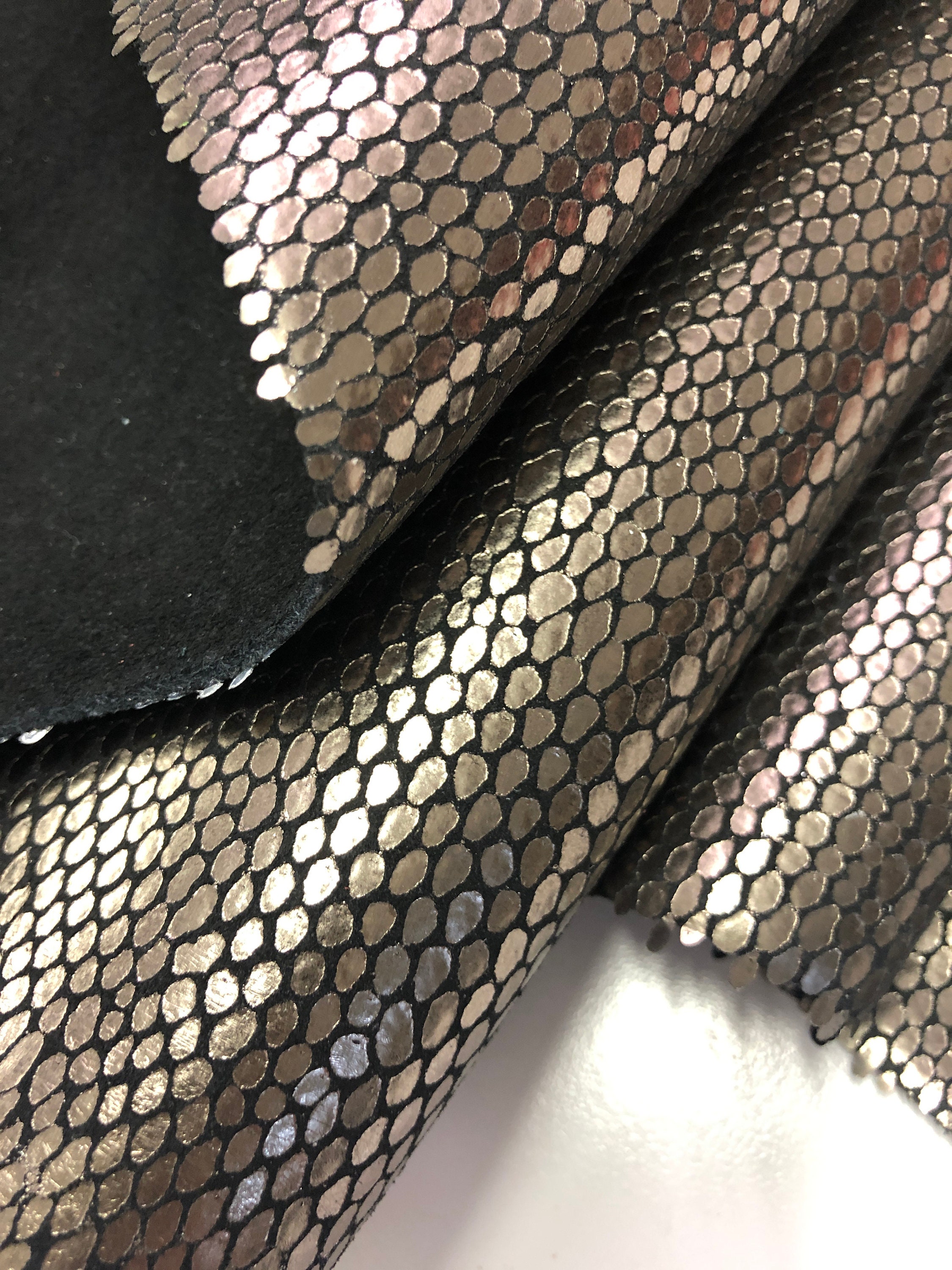 LEATHER SKINS Metallic Print/Real Calfskin Suede Leather | Etsy