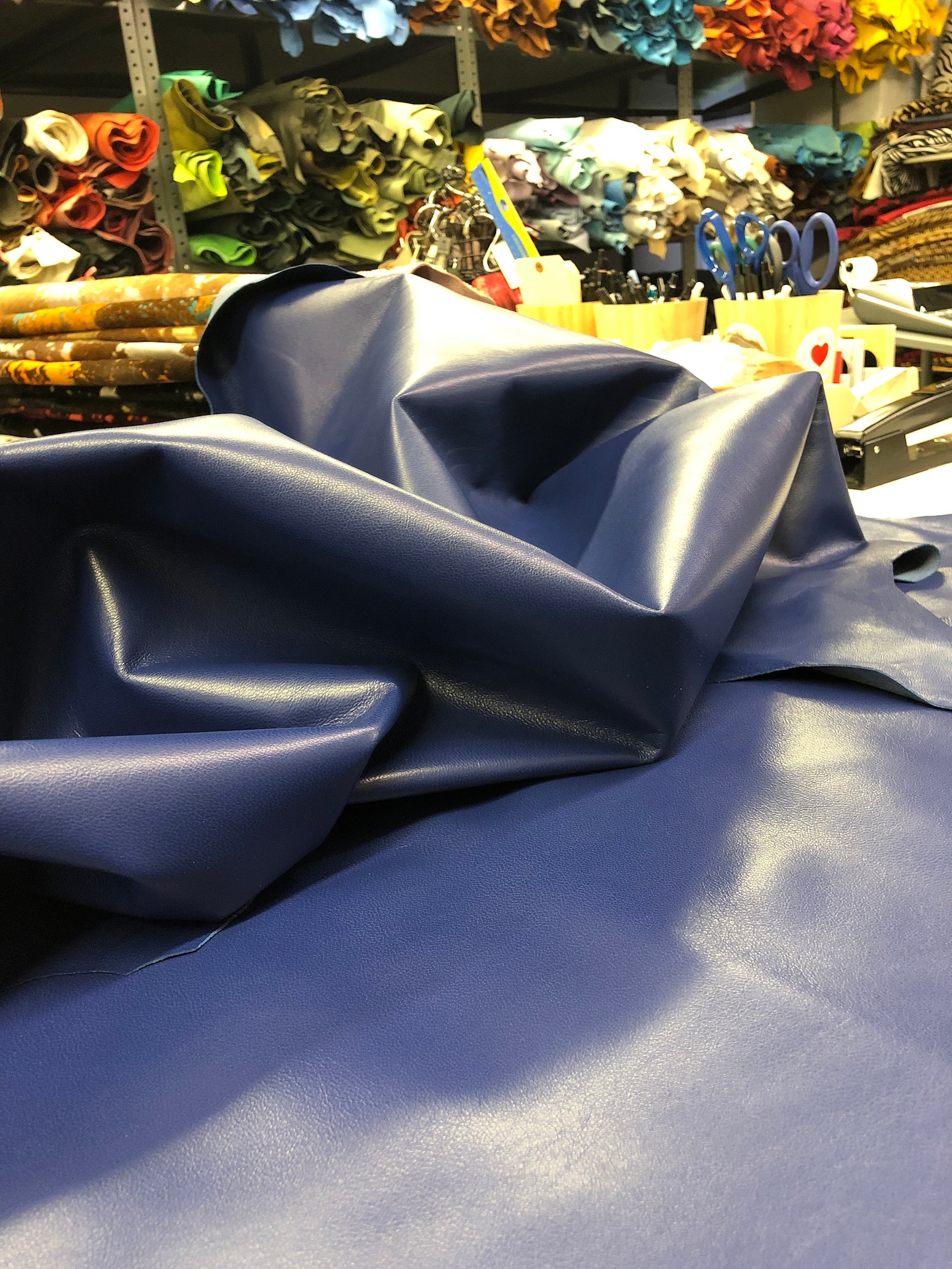 NAVY Dark Blue LEATHER SKINS/ Midnight Blue Lambskin Leather | Etsy