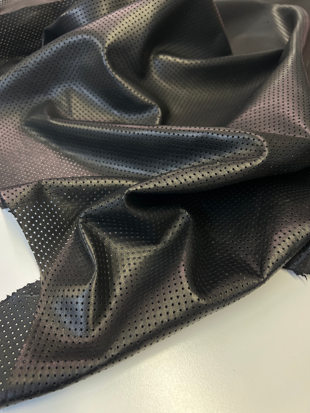 LEATHER PERFORATED Leather HIDES Black, Lambskin Leather by ...