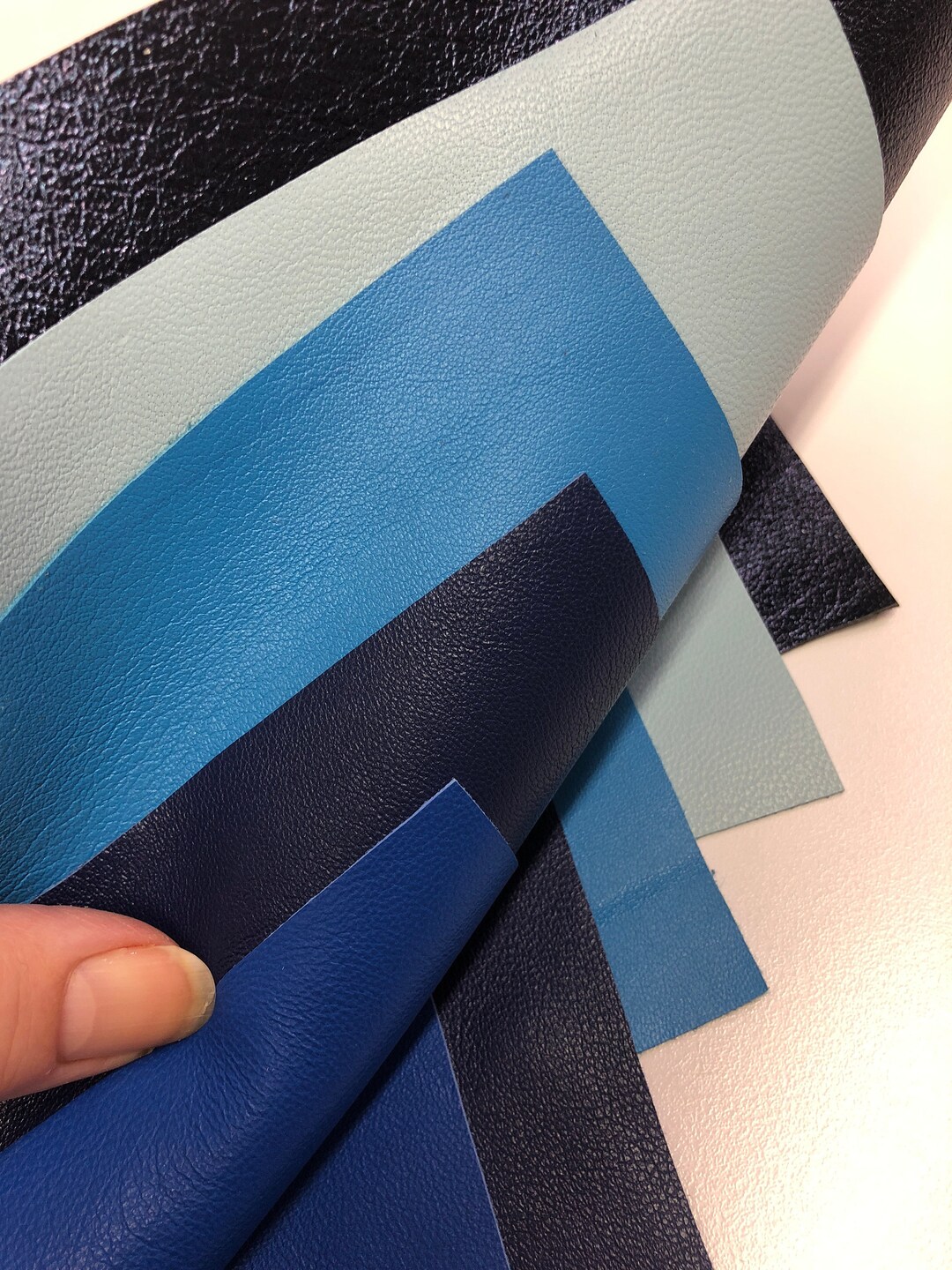 BLUE GENUINE LEATHER Sheets Set of 5, Size 6.25"x5.75", Baby Blue ...