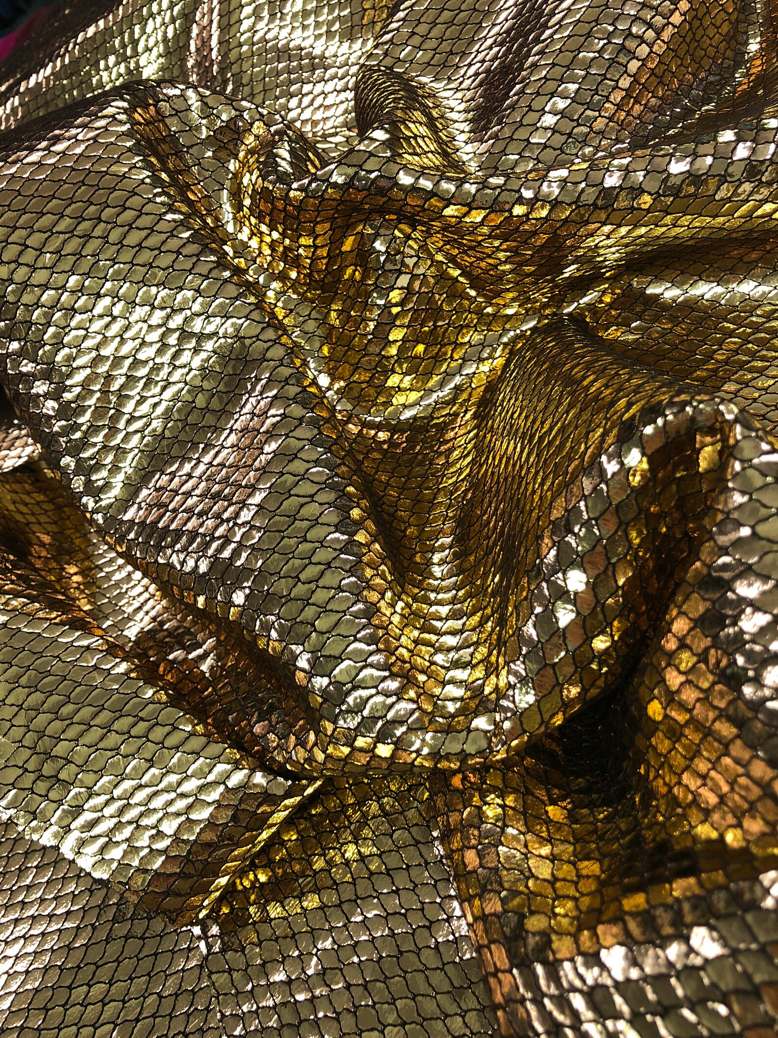 LEATHER GOLD Metallic SNAKE Scale Snakeskin/genuine | Etsy