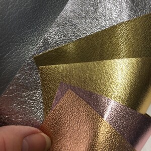 METALLIC LEATHER SET, Set of 6 Leathers, Size 5”x5”, Dk.silver, Silver ...