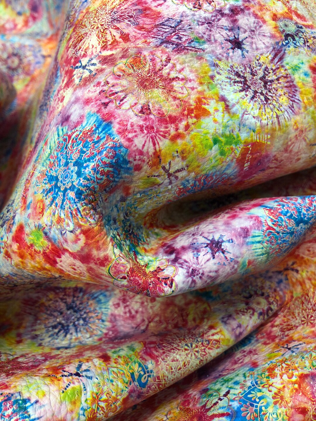 BRIGHT COLOR LEATHER Printed Kaleidoscope Cowhide Leather Bright Colors ...