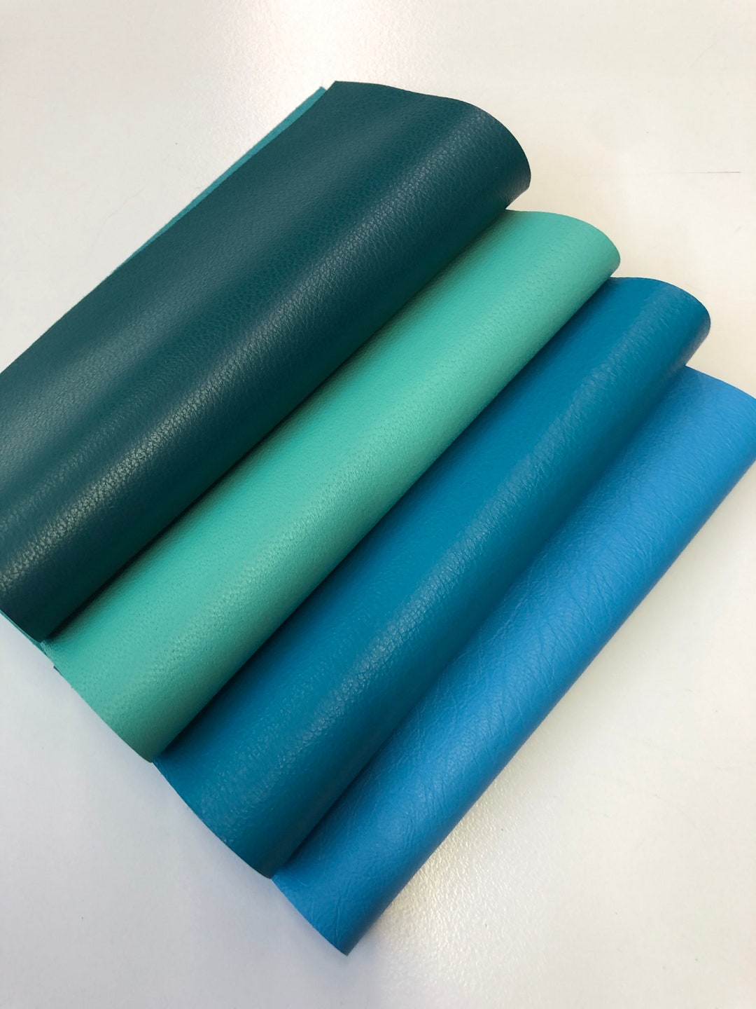 LEATHER Blue Green Colors 8"x8" Turquoise Green LEATHER, Aqua Leather ...
