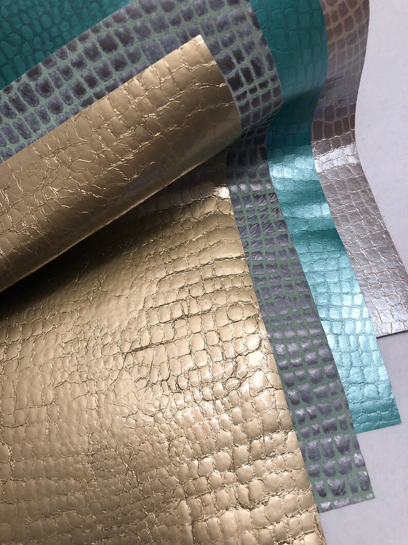 PEARL METALLIC CROCO Print Choose Your Color Turquoise Pale - Etsy