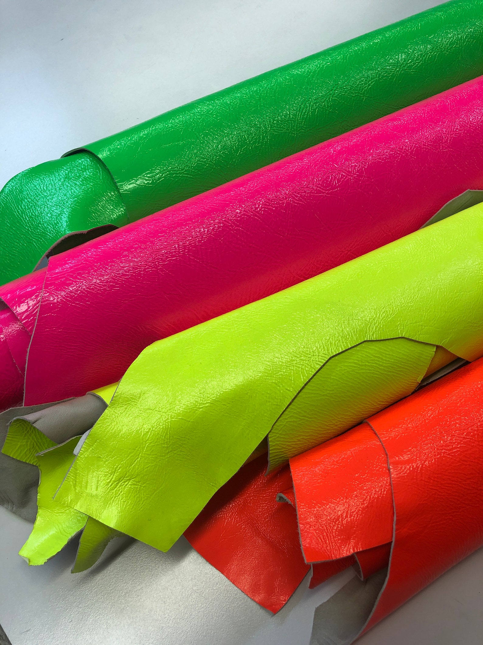 NEON LEATHER 12x24 Neon Green Pink Orange Yellow | Etsy