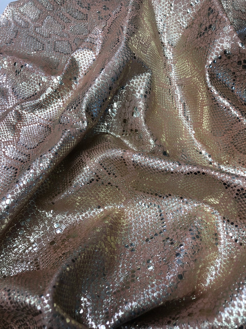 LEATHER 8"x10" Shiny Metallic GOLD Python/peach Background/off-white ...