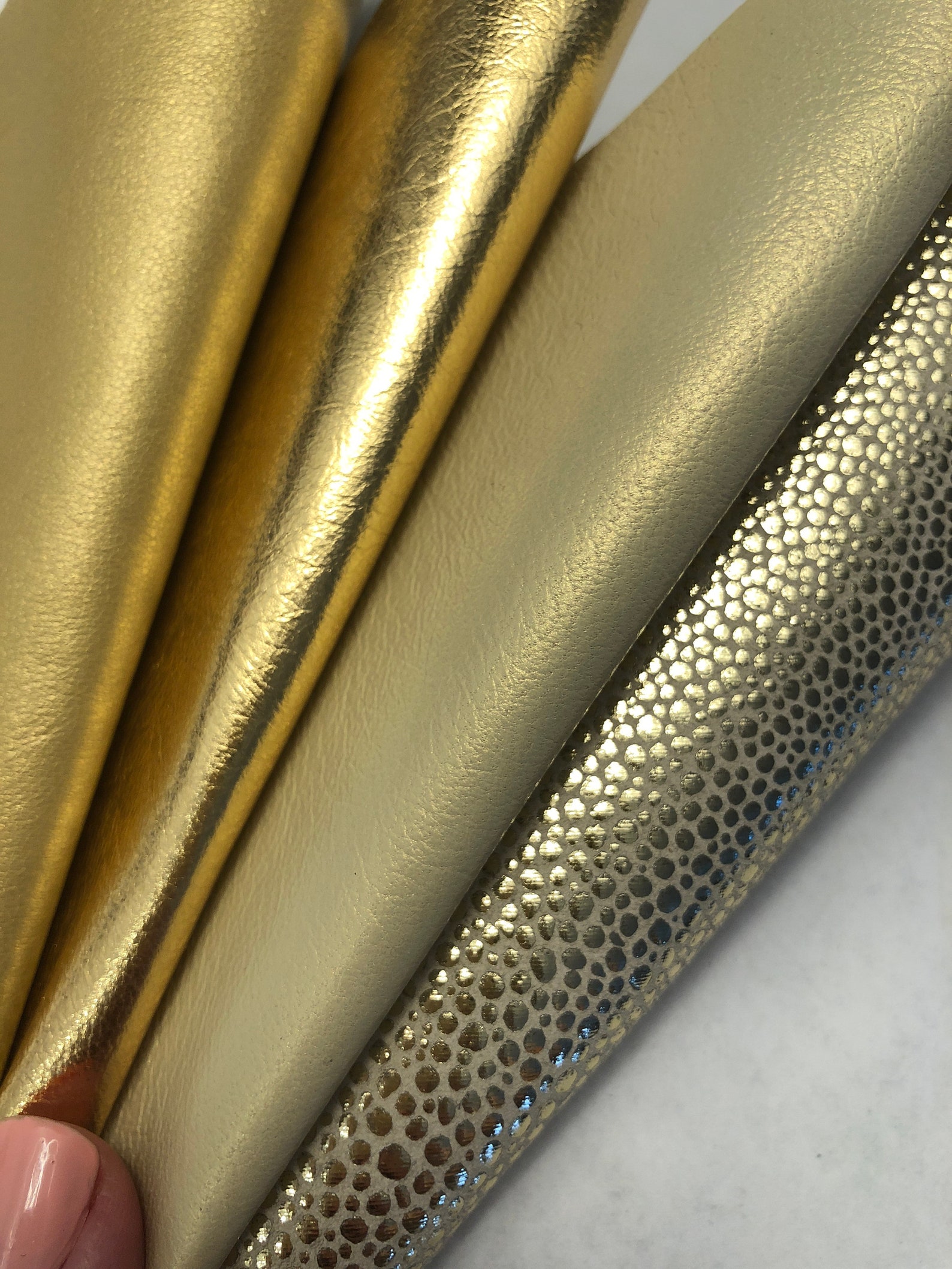 LEATHER METALLIC GENUINE Gold Metallic Pearlized Champagne - Etsy