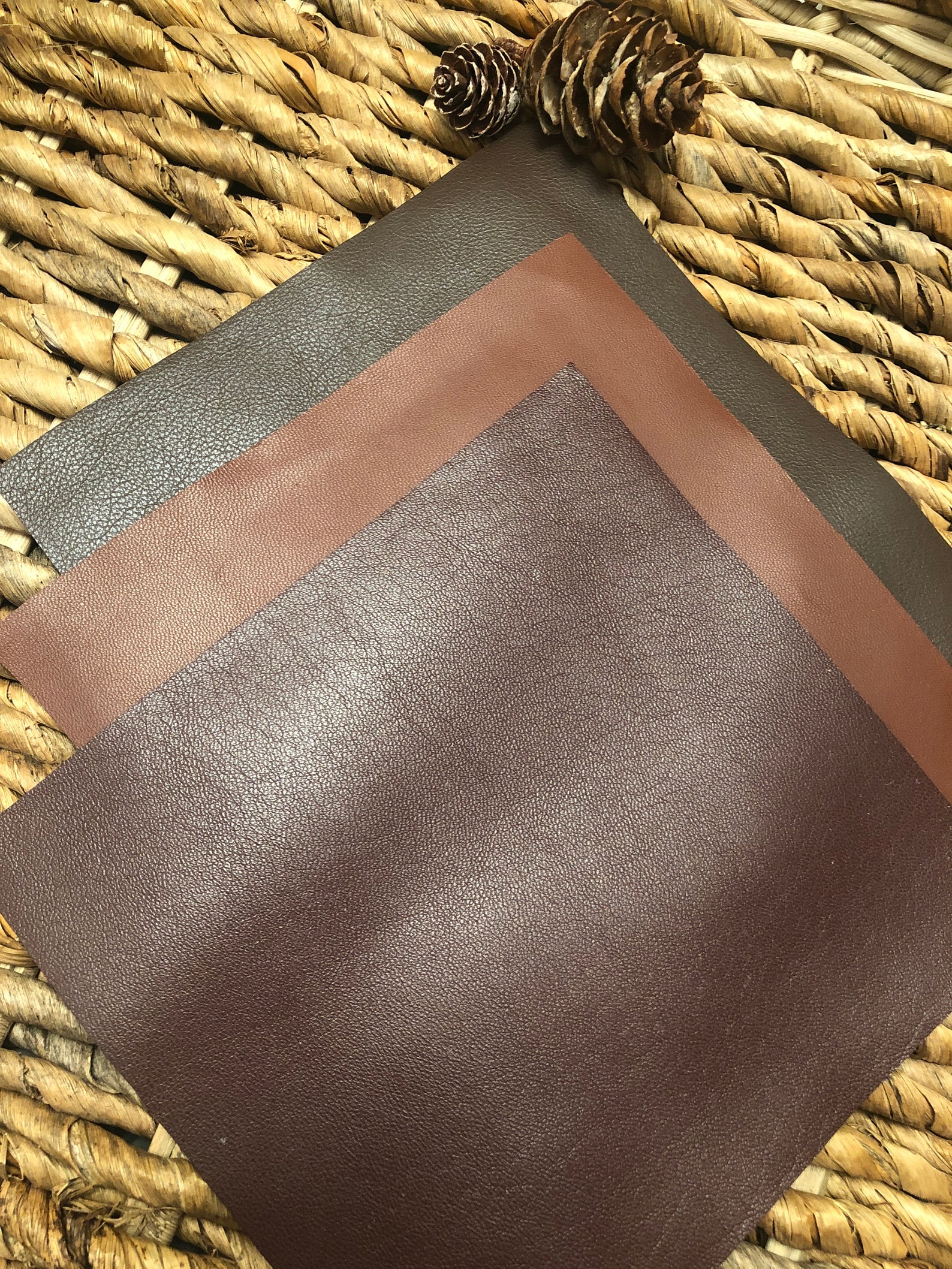 LEATHER BROWN Tones set of 3/Shades of Brown Leather/ | Etsy