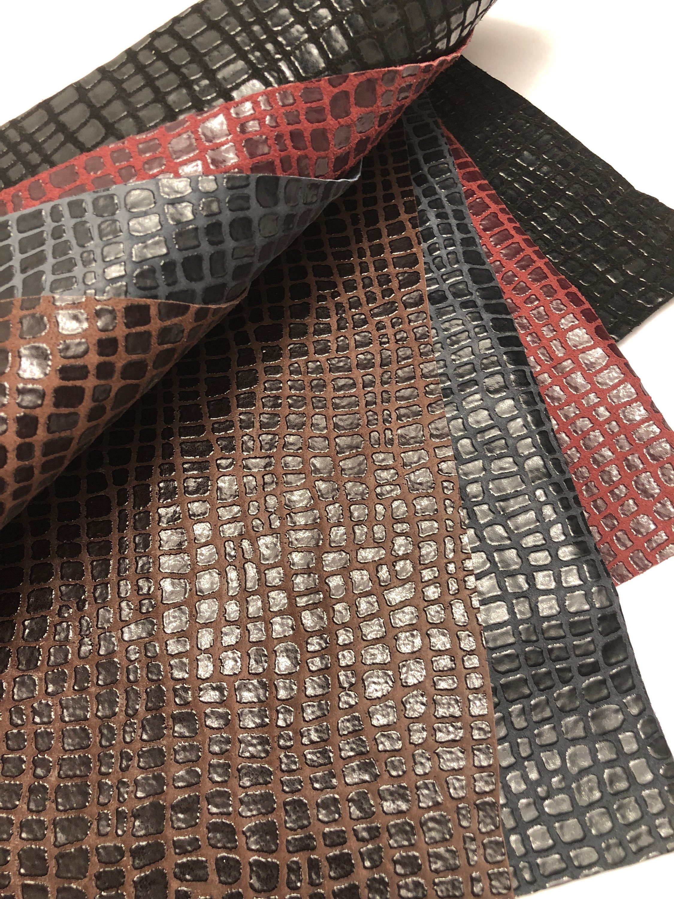 LEATHER Best Croco Print Genuine Leather Hide in Colors of | Etsy