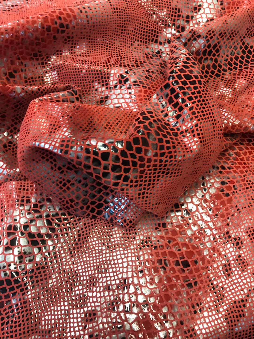 LEATHER Red PYTHON Pigskin 8”x10” Suede/genuine LEATHER/ Leather Scrap ...