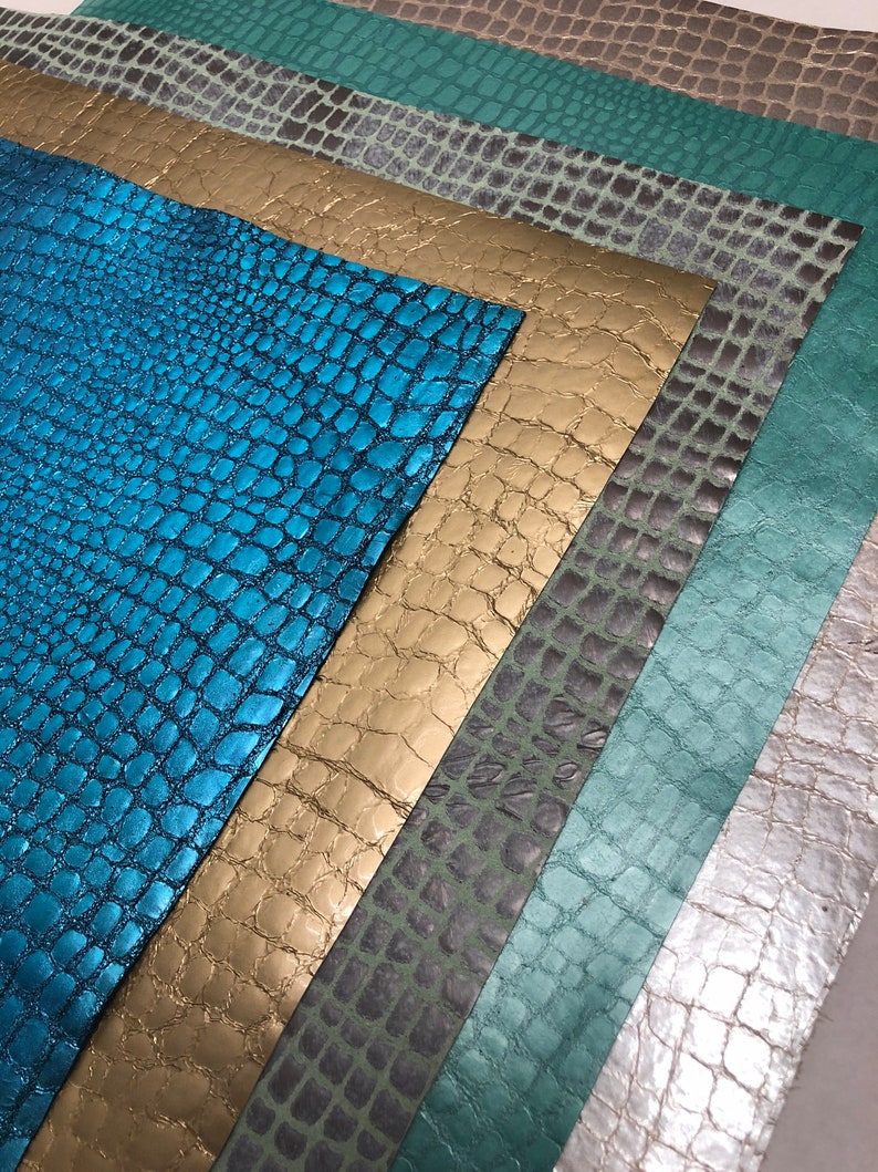 PEARL METALLIC CROCO Print Choose Your Color Turquoise Pale - Etsy