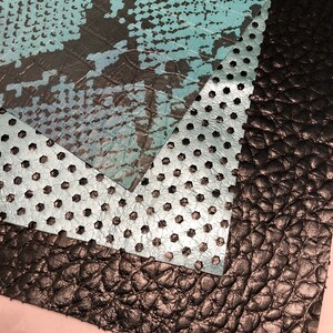 LEATHER TURQUOISE SET, Agua Black Python Print, Pearlized Blue ...