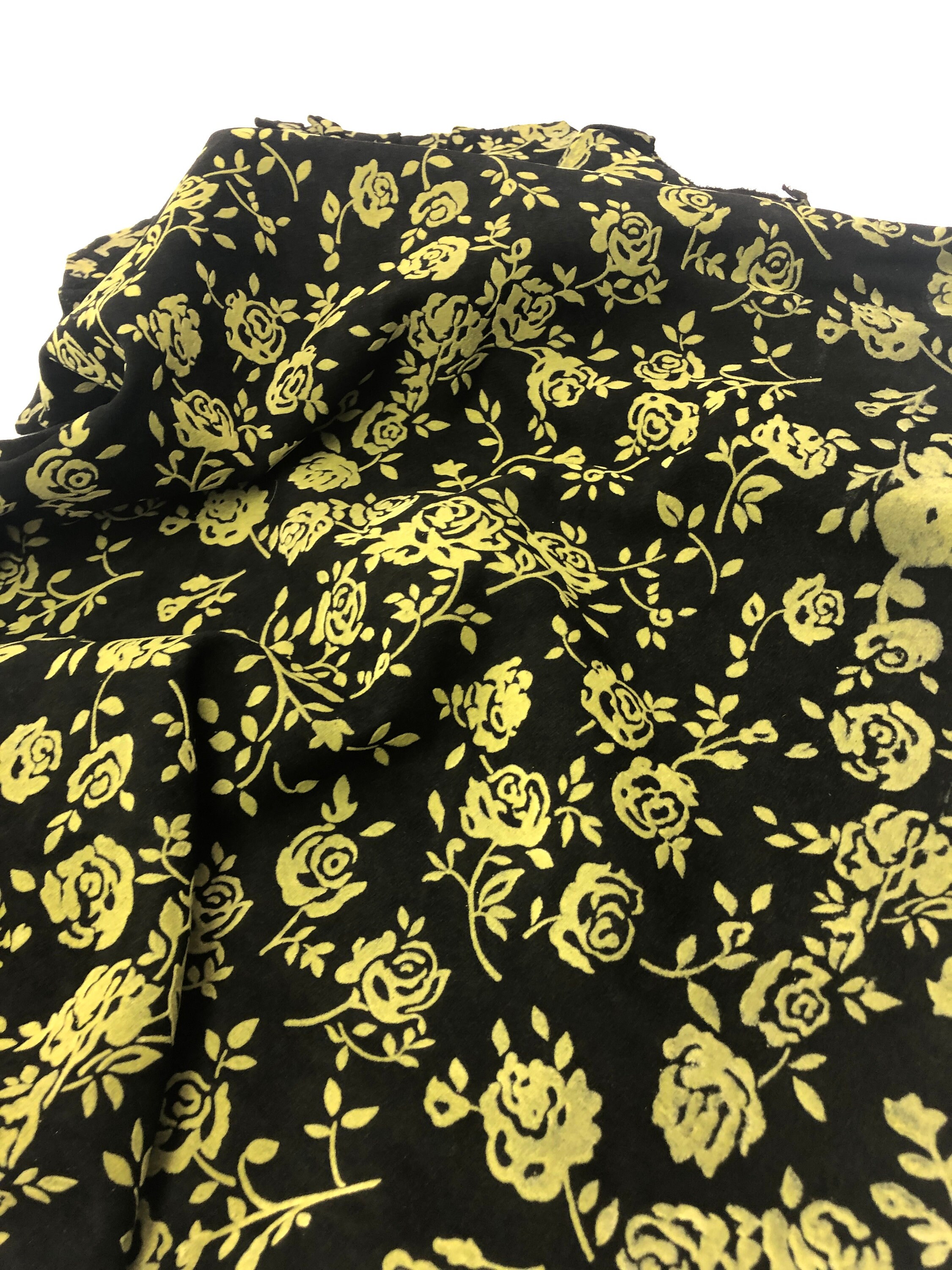 LEATHER GENUINE SUEDE Roses Printed Lambskin Suede Flocking Leather ...